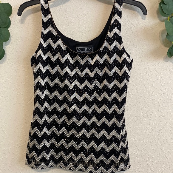 Alex Evenings | Tops | Amazing 9s Vintage Chevron Sequined Top | Poshmark